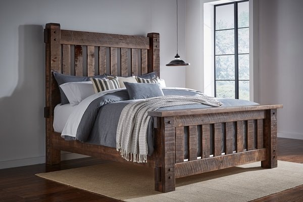 Solid Wood Rustic Bed Frame with Tall Headboard | DutchCrafters