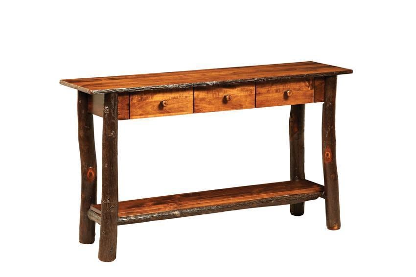 Amish Rustic 52" Sofa Table – Unique Handcrafted Hickory Furniture