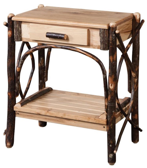 Handcrafted Amish Hickory End Table – Rustic Log-Style Accent Table