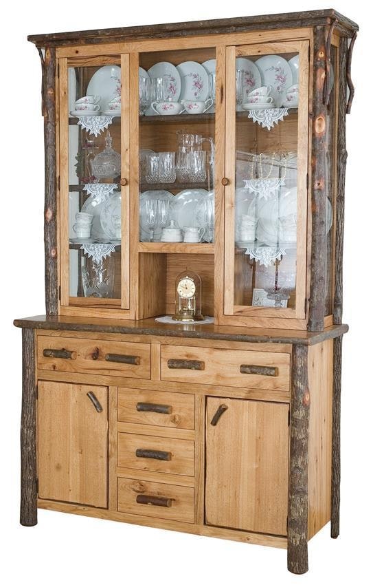 Rustic China Hutch with Lighting & Glass Doors | DutchCrafters