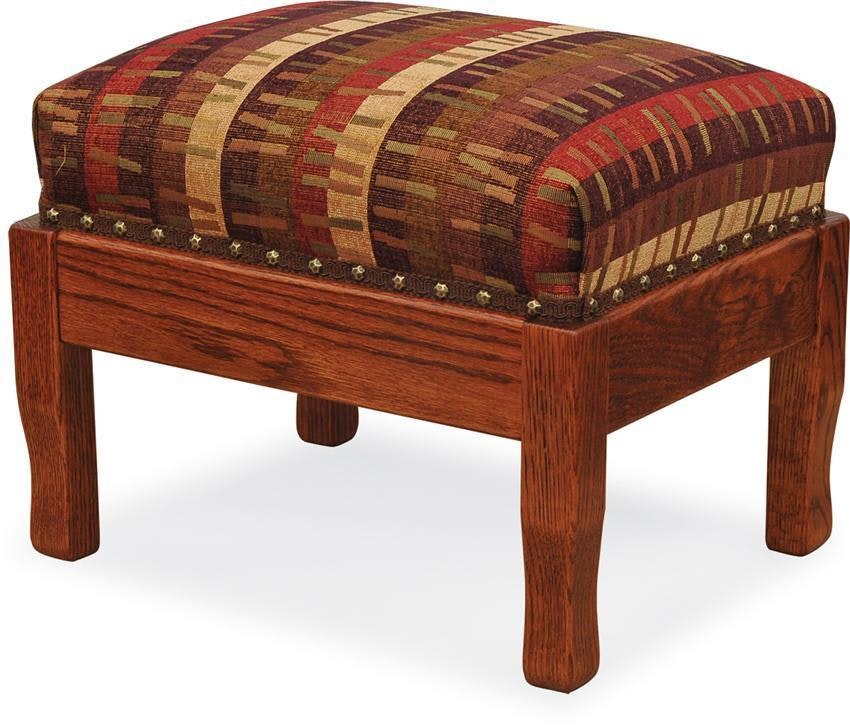 Amish Handcrafted 17" Upholstered Footstool - Made in the USA