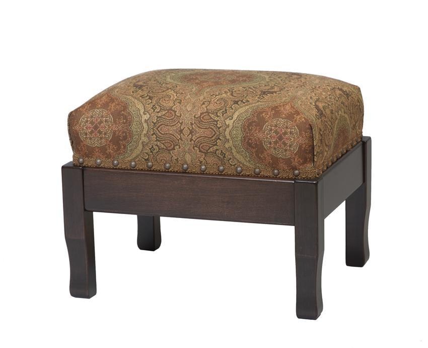 Amish Handcrafted 17" Upholstered Footstool - Made in the USA