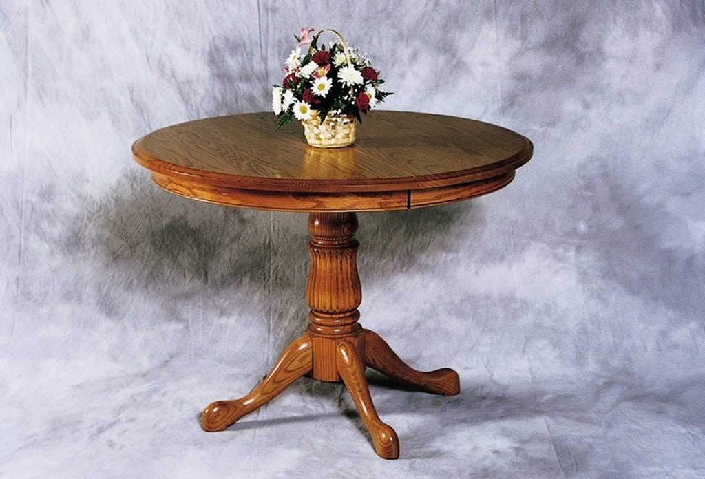 Round Kingstown Single Pedestal Dining Table from DutchCrafters Amish