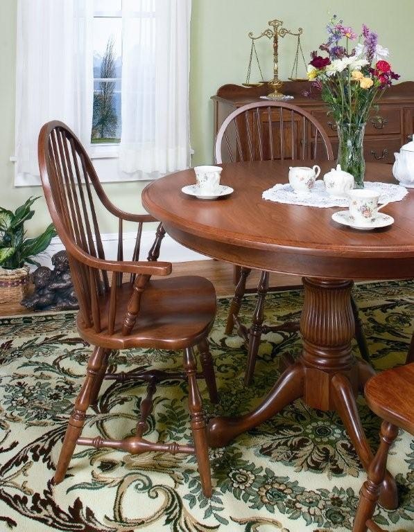 Round Kingstown Single Pedestal Dining Table from DutchCrafters Amish