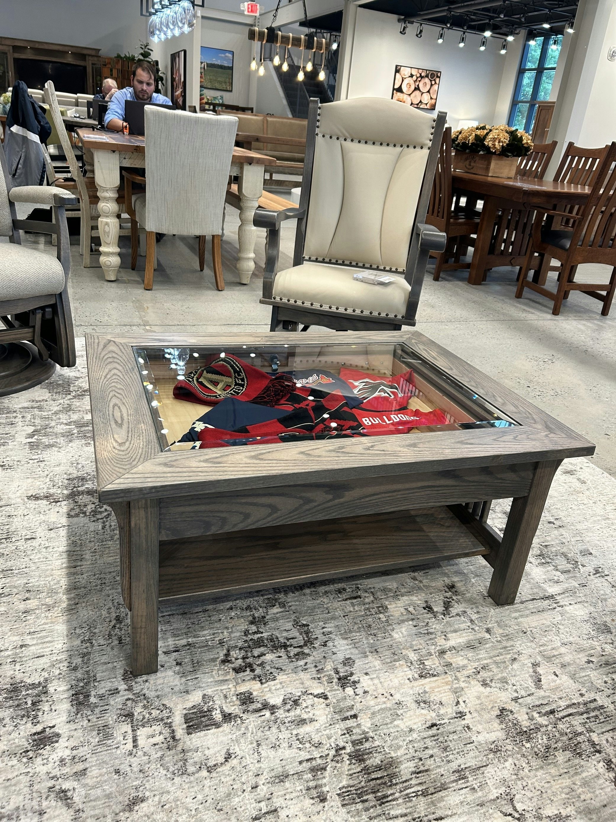 Lancaster Mission Glass-Top Display Coffee Table from DutchCrafters