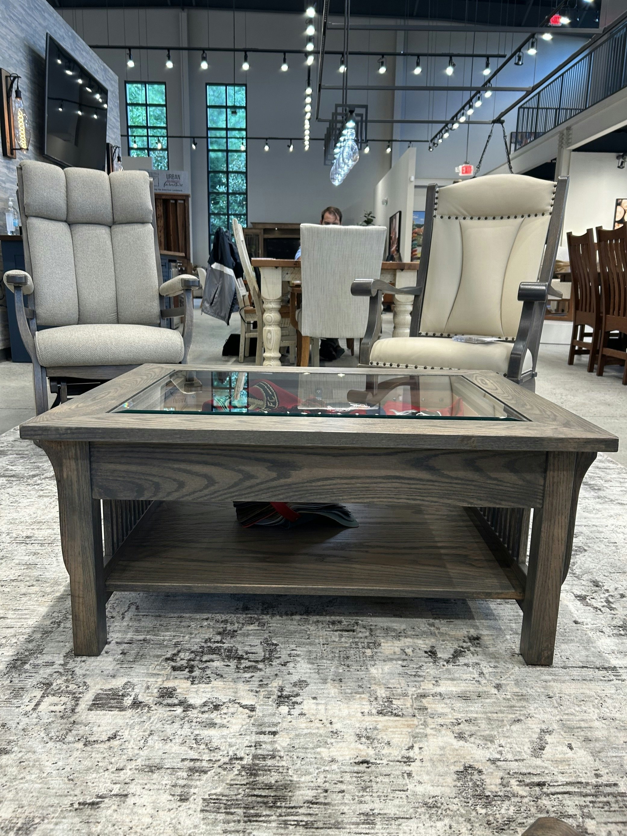 Lancaster Mission Glass-Top Display Coffee Table from DutchCrafters