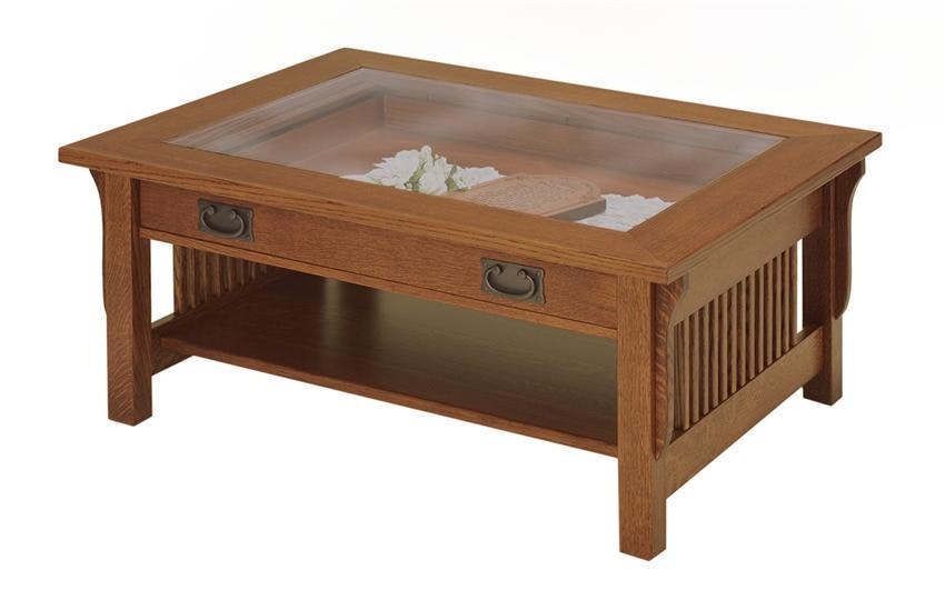 Lancaster Mission Glass-Top Display Coffee Table from DutchCrafters