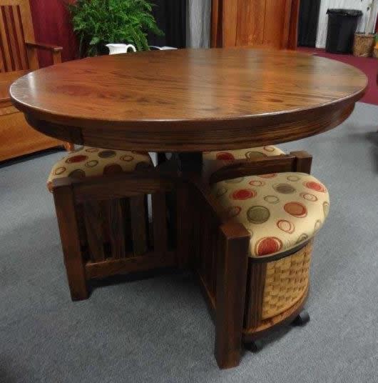 Round Nesting Coffee Table Set with Ottomans | DutchCrafters