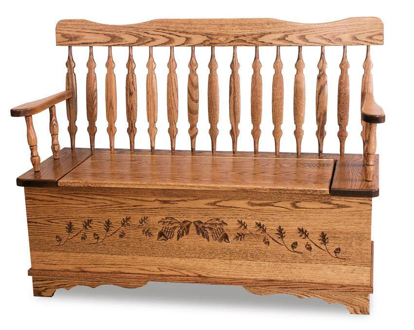Amish Crescent Rustic Storage Bench| DutchCrafters