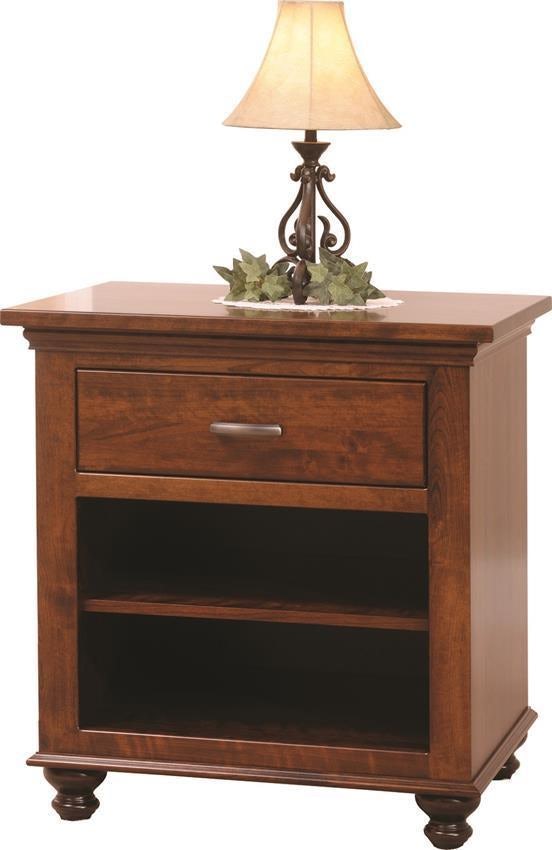 Hardwood Open Nightstand With Drawer & Shelf | DutchCrafters