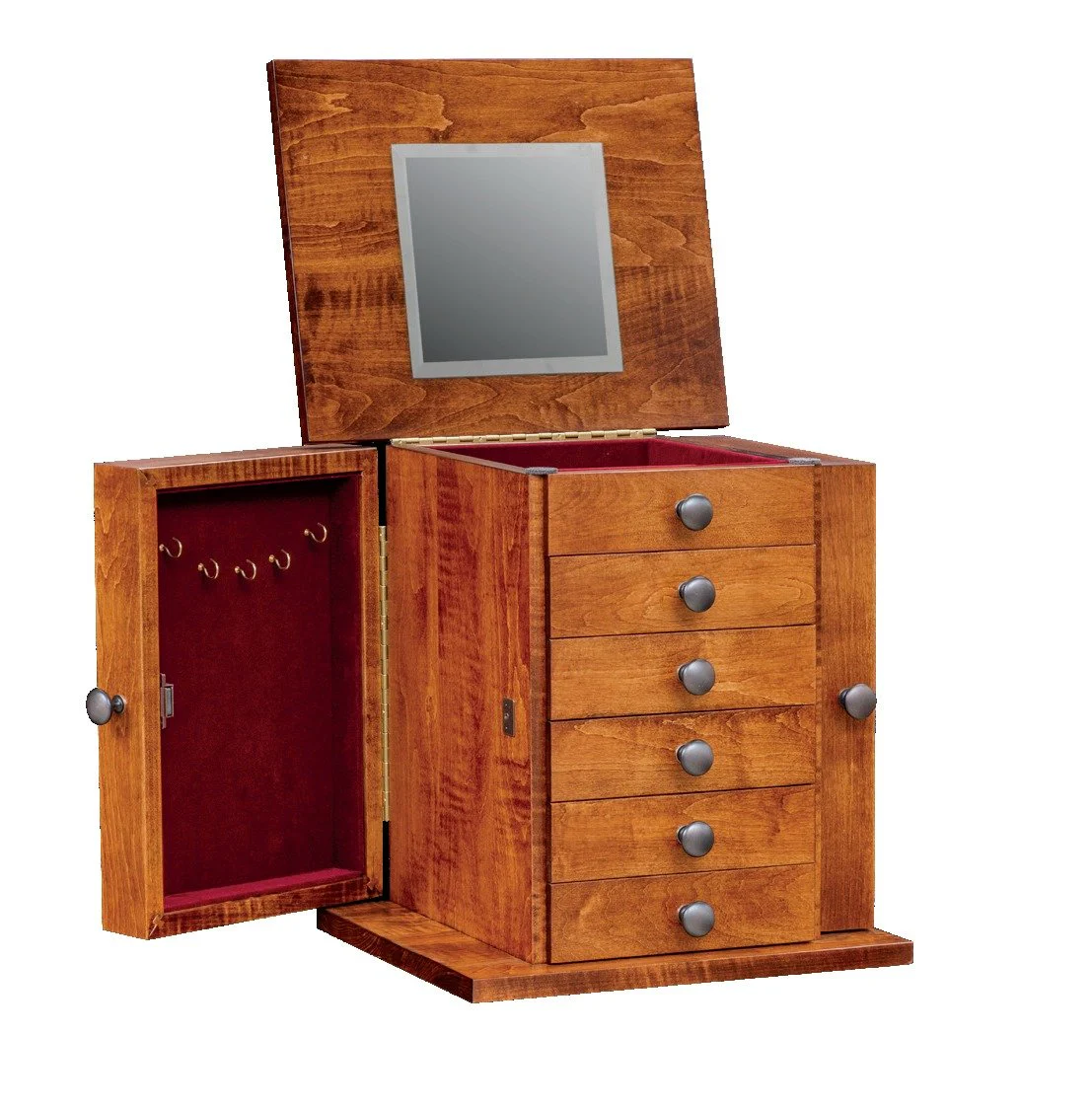 American-Made Amish Shaker Jewelry Chest – 25 Compartments