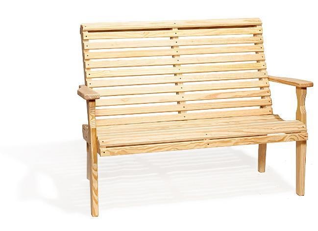 Pine Roll-Back Patio Garden Park Bench | Amish Made | DutchCrafters