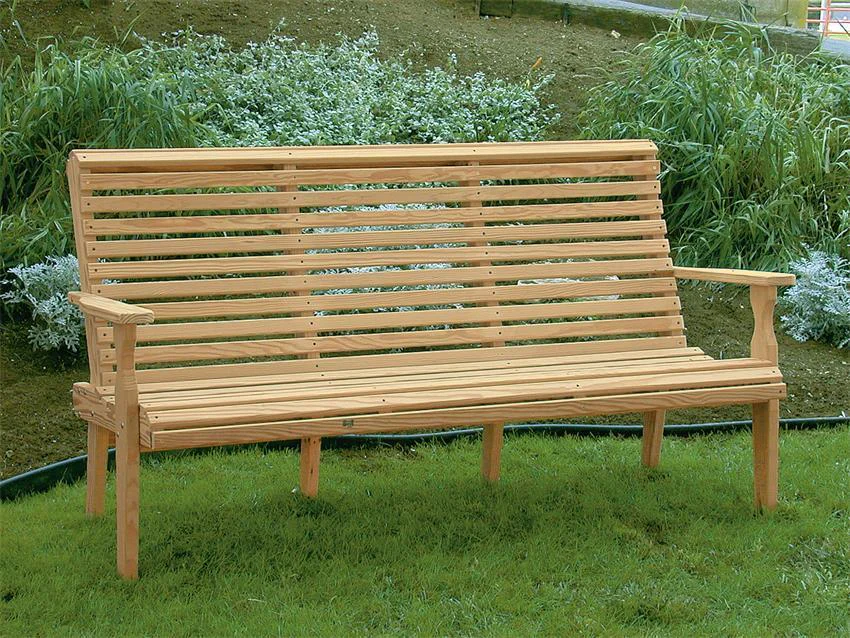 Pine Roll-Back Patio Garden Park Bench | Amish Made | DutchCrafters