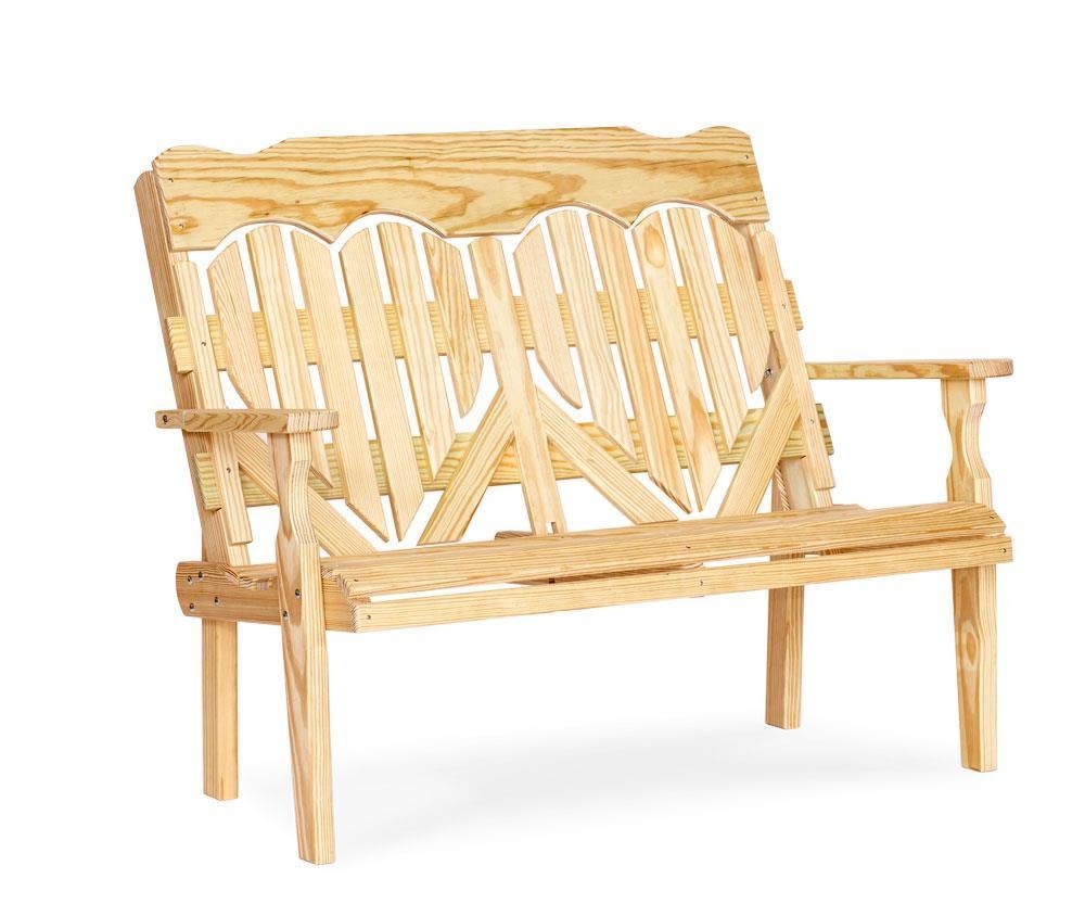 Pine Heart-Back Patio Garden Park Bench| Amish Made | DutchCrafters