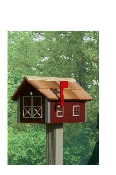 Barn Style Mailbox with Cedar Shingle Roof from DutchCrafters Amish