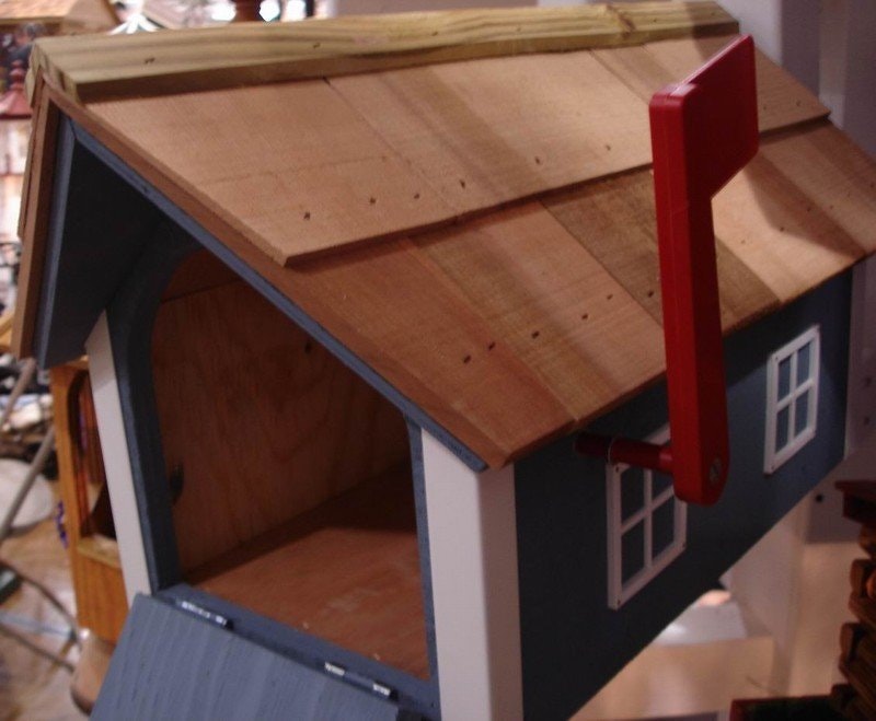 Barn Style Mailbox with Cedar Shingle Roof from DutchCrafters Amish