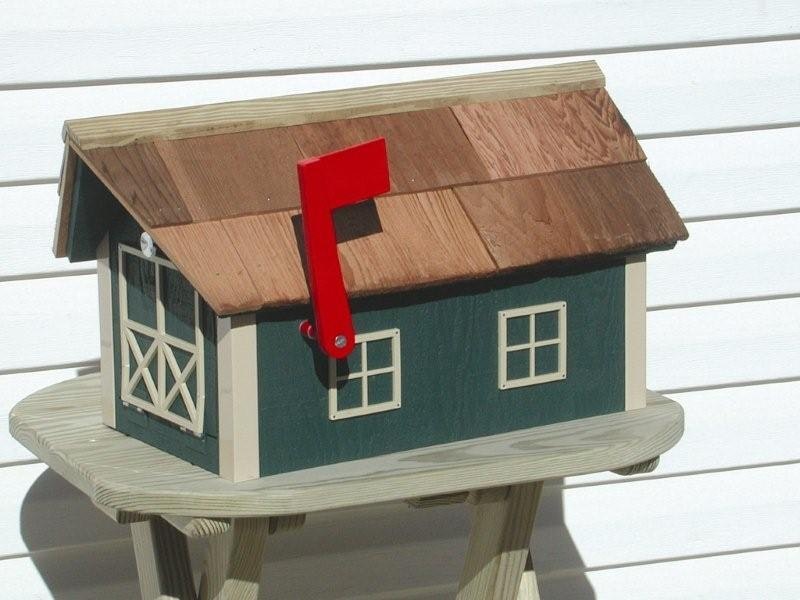 Barn Style Mailbox with Cedar Shingle Roof from DutchCrafters Amish