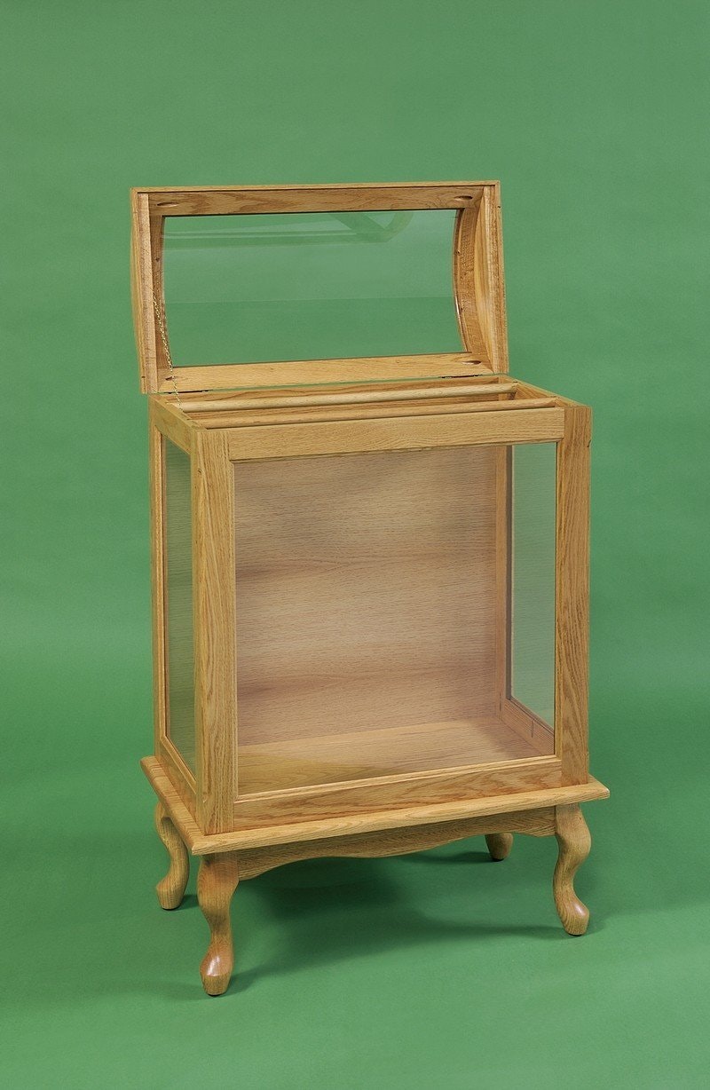 Solid Wood Amish Quilt Rack with Glass - Heirloom Amish Furniture