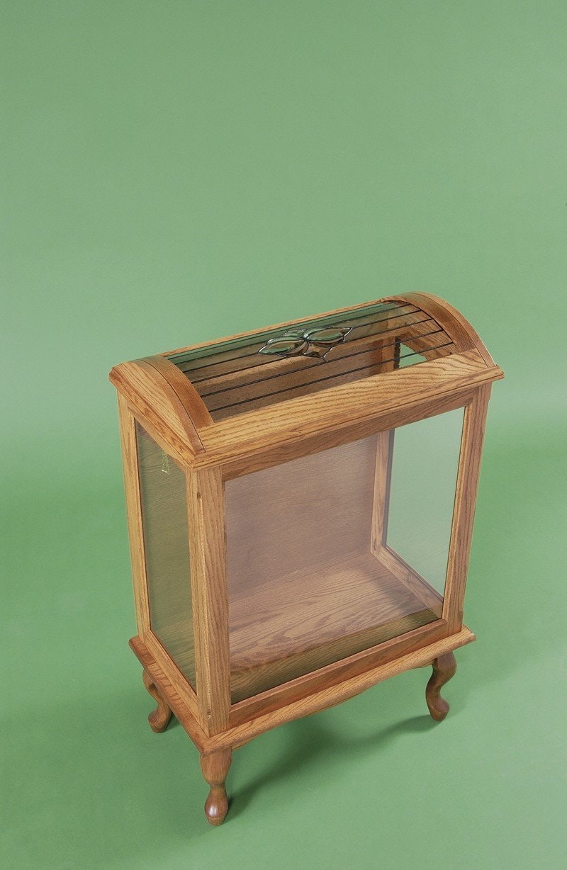 Solid Wood Amish Quilt Rack with Glass - Heirloom Amish Furniture