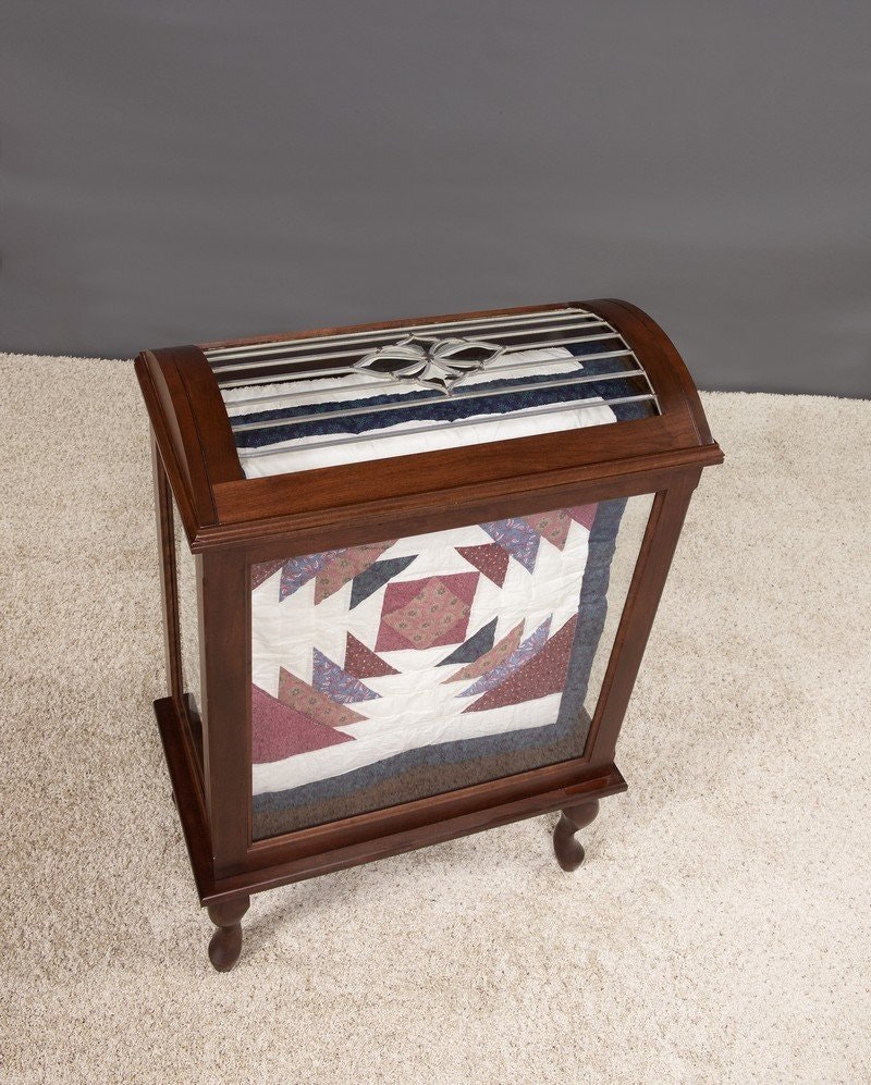 Solid Wood Quilt Display Cabinet with Glass | Amish Handcrafted