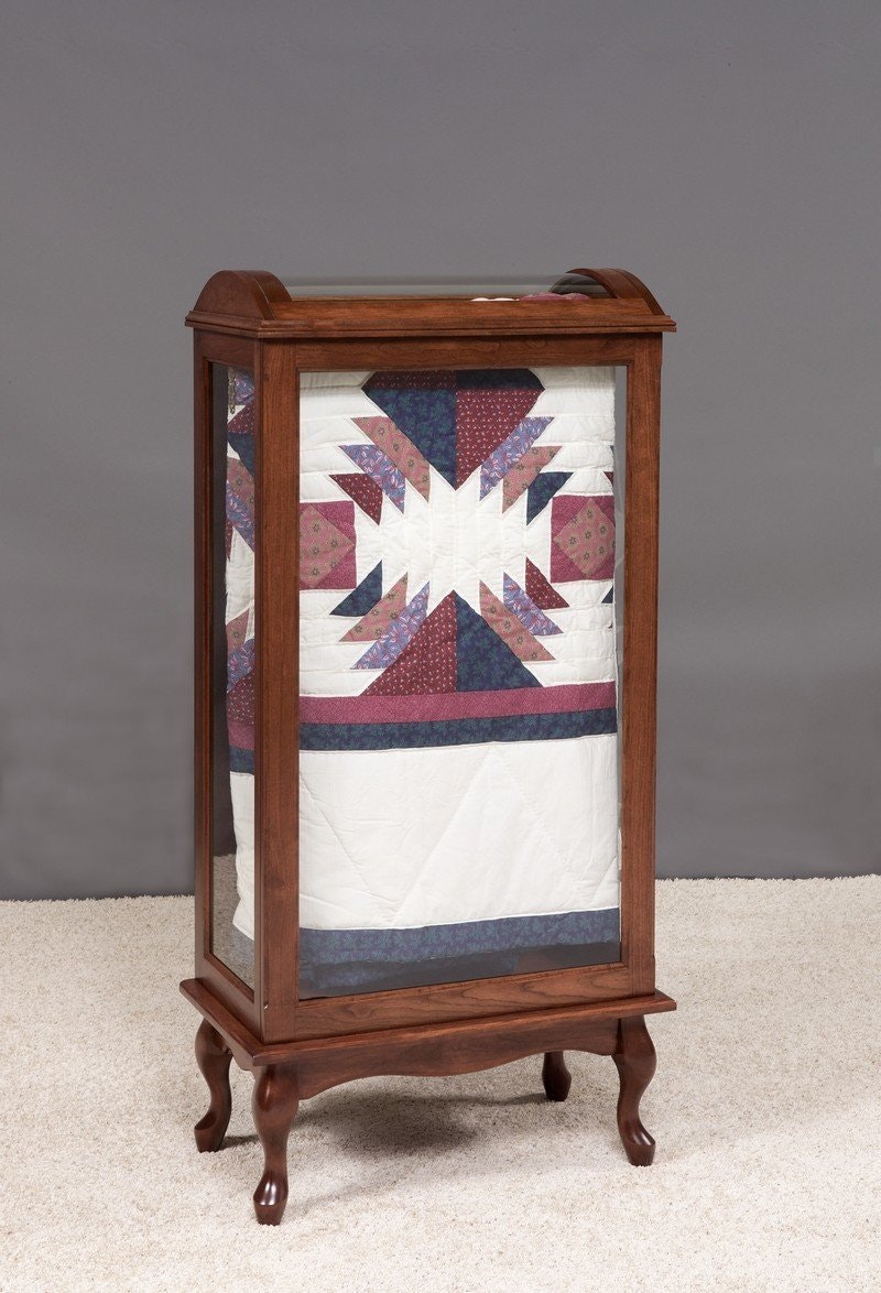 Solid Wood Quilt Display Cabinet with Glass | Amish Handcrafted
