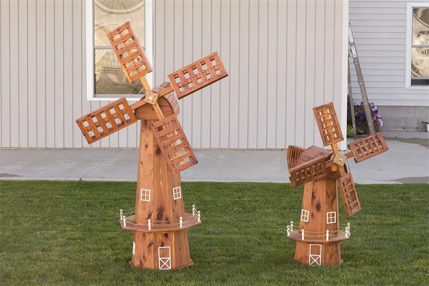 Large Red Cedar Wood Windmill - Amish Handcrafted in the USA
