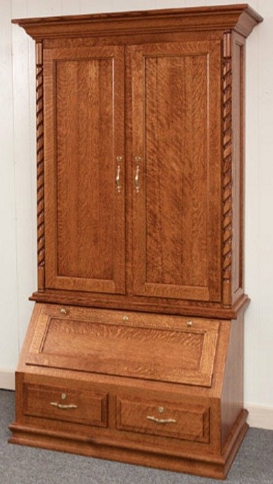 Whitetail Solid Wood Gun Cabinet with Deer Design from DutchCrafters