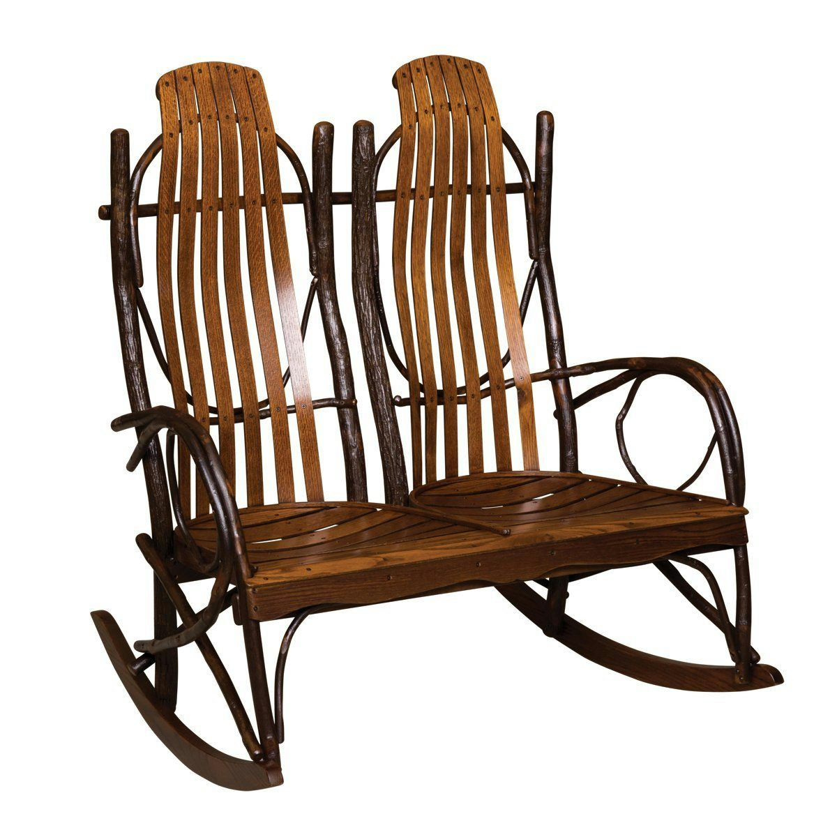 Double Rustic Hickory Twigs Rocker for Two | DutchCrafters