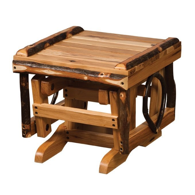 Rustic Hickory Glider Rocker with Ottoman Option | DutchCrafters
