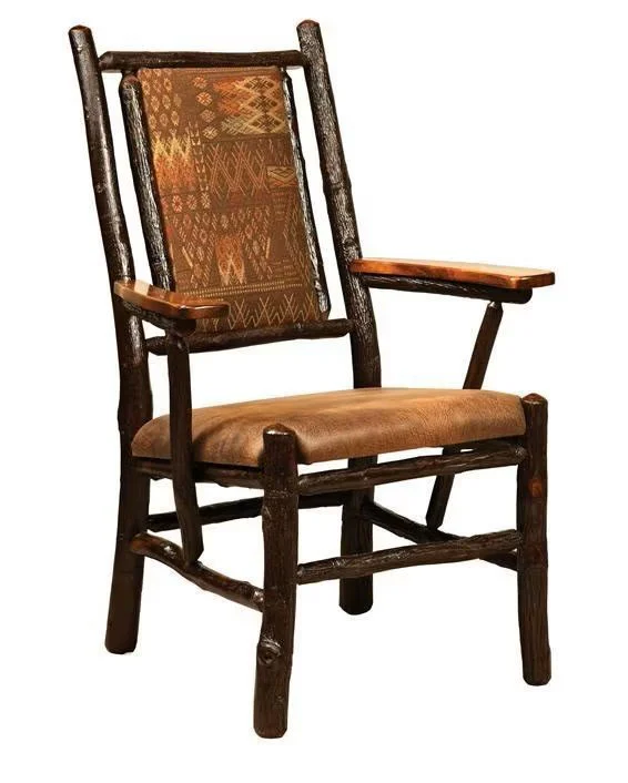 Upholstered Rustic Hickory Fireside Arm Chair | DutchCrafters