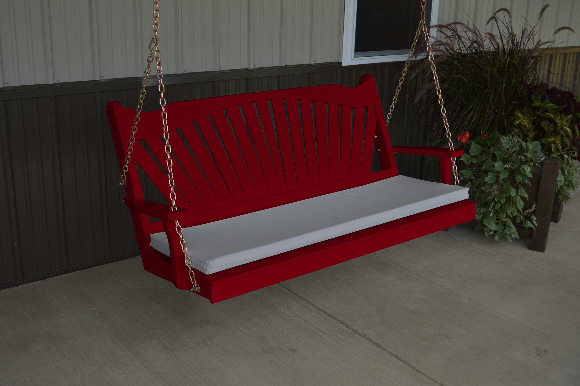Yellow Pine Fan Back Porch Swing from DutchCrafters Amish Furniture