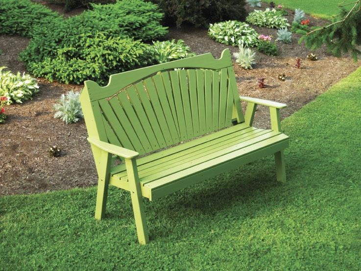 Pine Wood Fan Back Garden Bench from DutchCrafters Amish Furniture