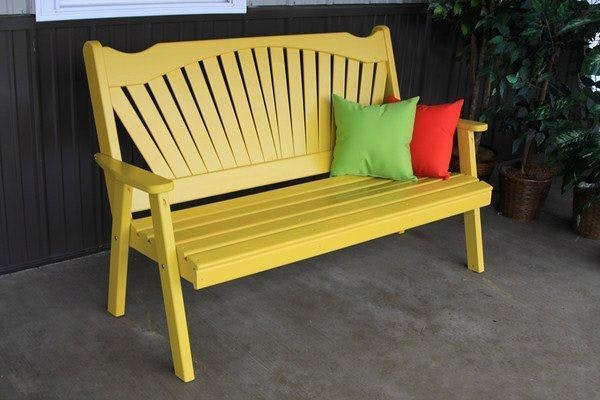 Pine Wood Fan Back Garden Bench from DutchCrafters Amish Furniture