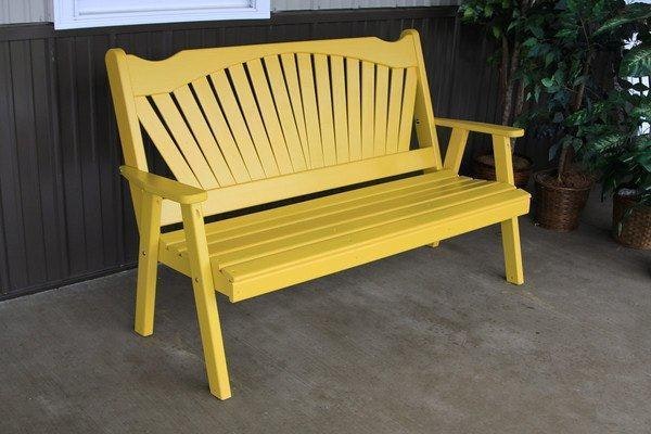 Pine Wood Fan Back Garden Bench from DutchCrafters Amish Furniture