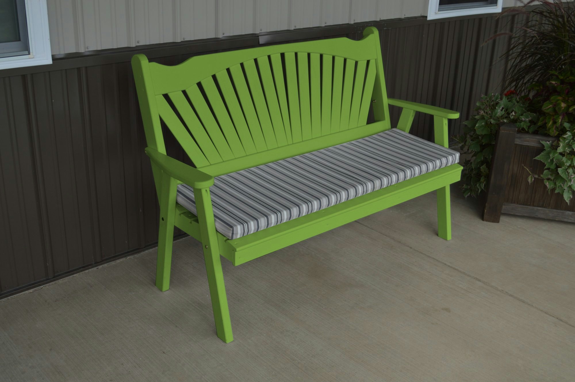 Pine Wood Fan Back Garden Bench from DutchCrafters Amish Furniture