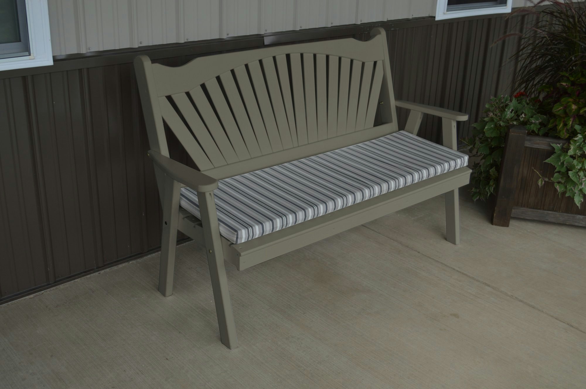 Pine Wood Fan Back Garden Bench from DutchCrafters Amish Furniture