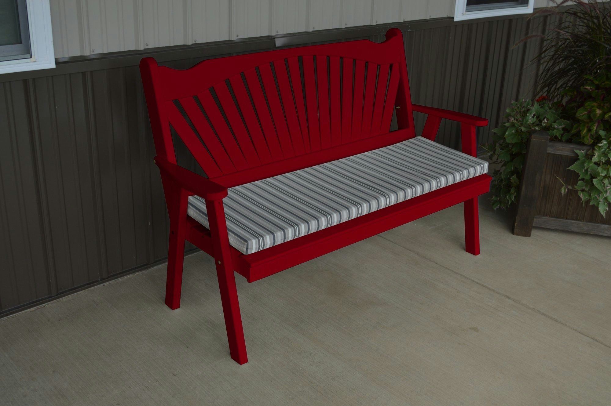 Pine Wood Fan Back Garden Bench from DutchCrafters Amish Furniture
