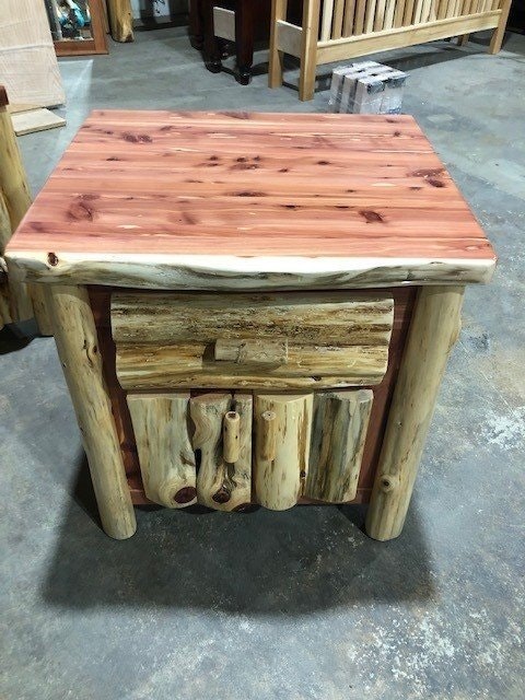 Rustic Log Custom Night Stand | DutchCrafters Amish Bedroom Furniture