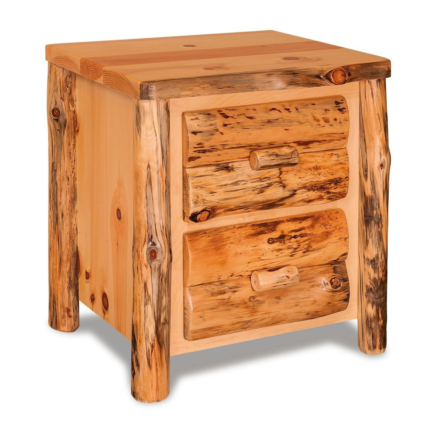 Rustic Log Custom Night Stand | DutchCrafters Amish Bedroom Furniture