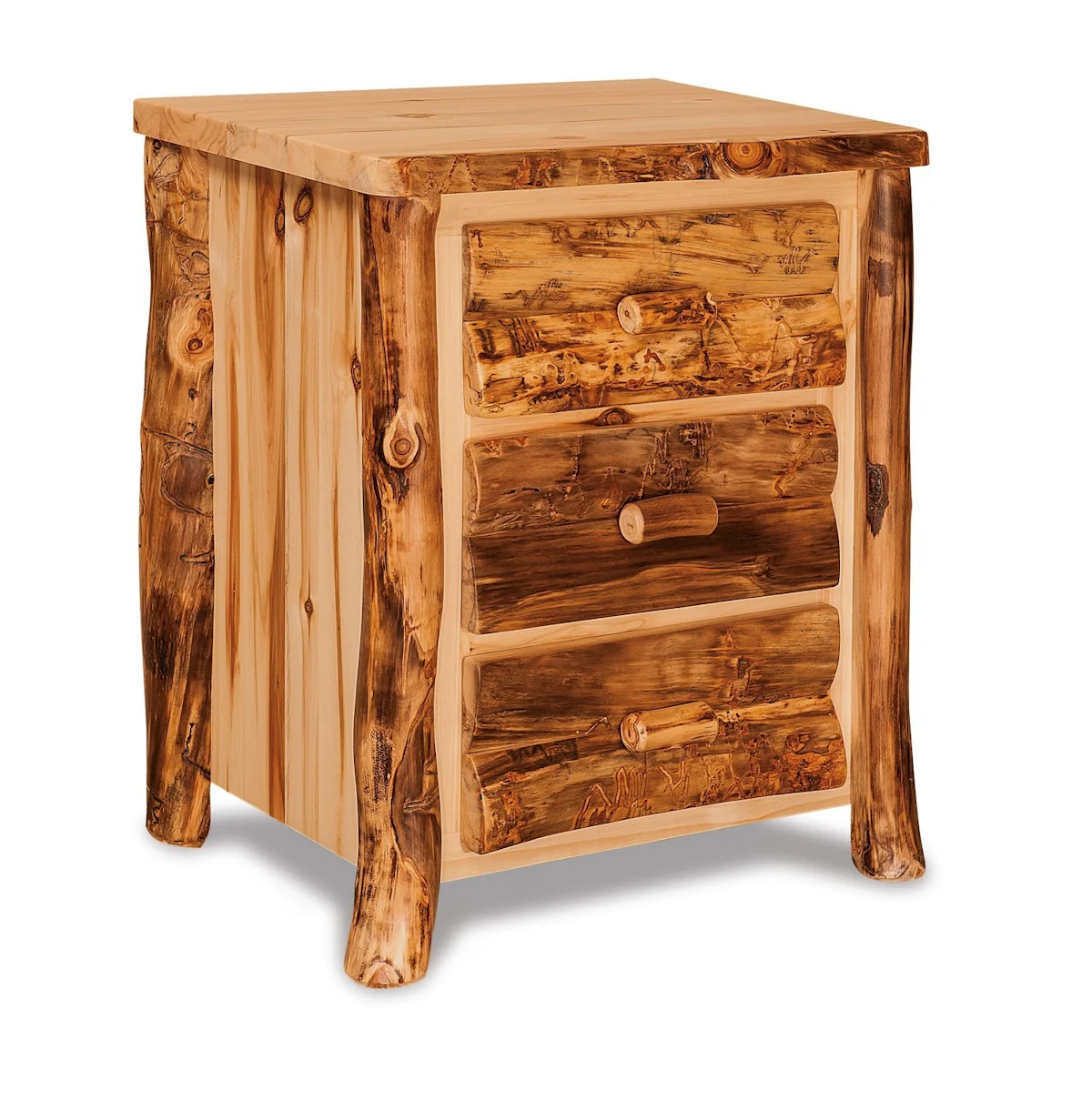 Rustic Log Custom Night Stand | DutchCrafters Amish Bedroom Furniture