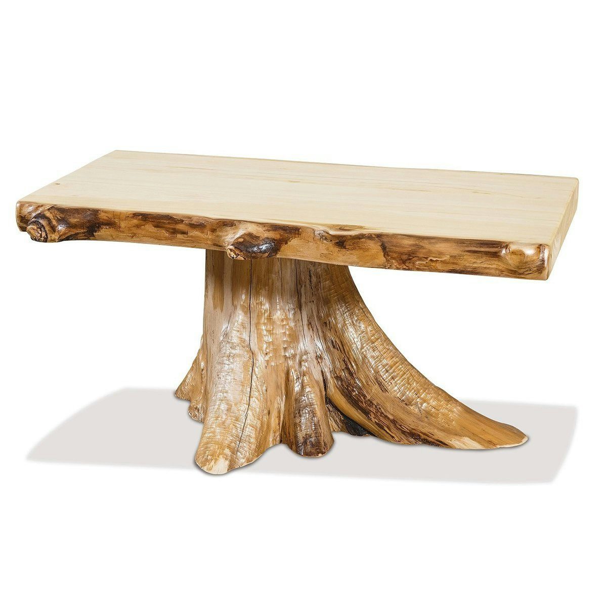 Stump-style coffee table in natural log form | DutchCrafters