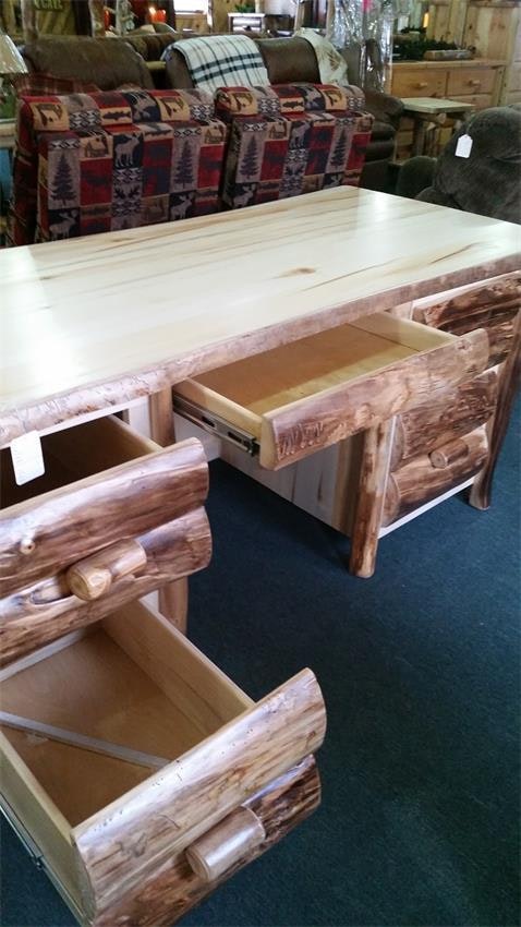 Amish Rustic Log Executive Desk | Handcrafted Home & Office Desk