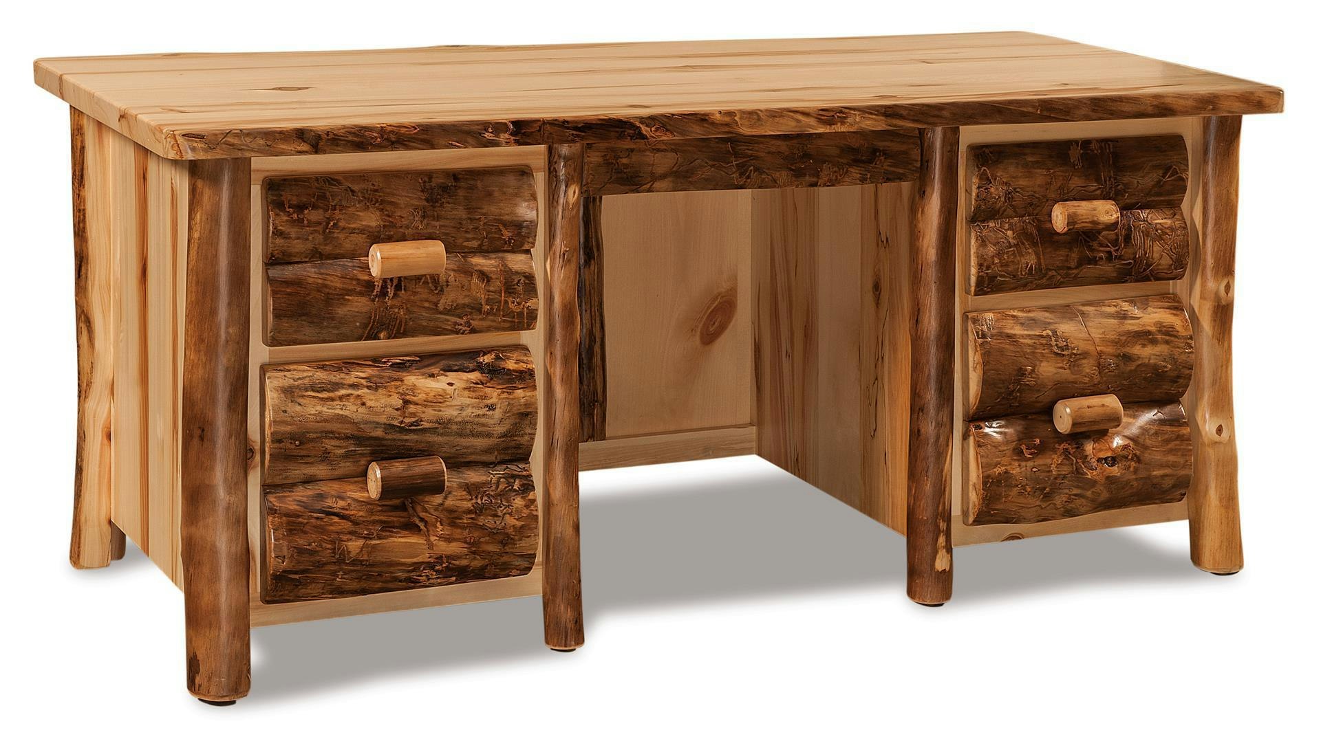 Amish Rustic Log Executive Desk | Handcrafted Home & Office Desk