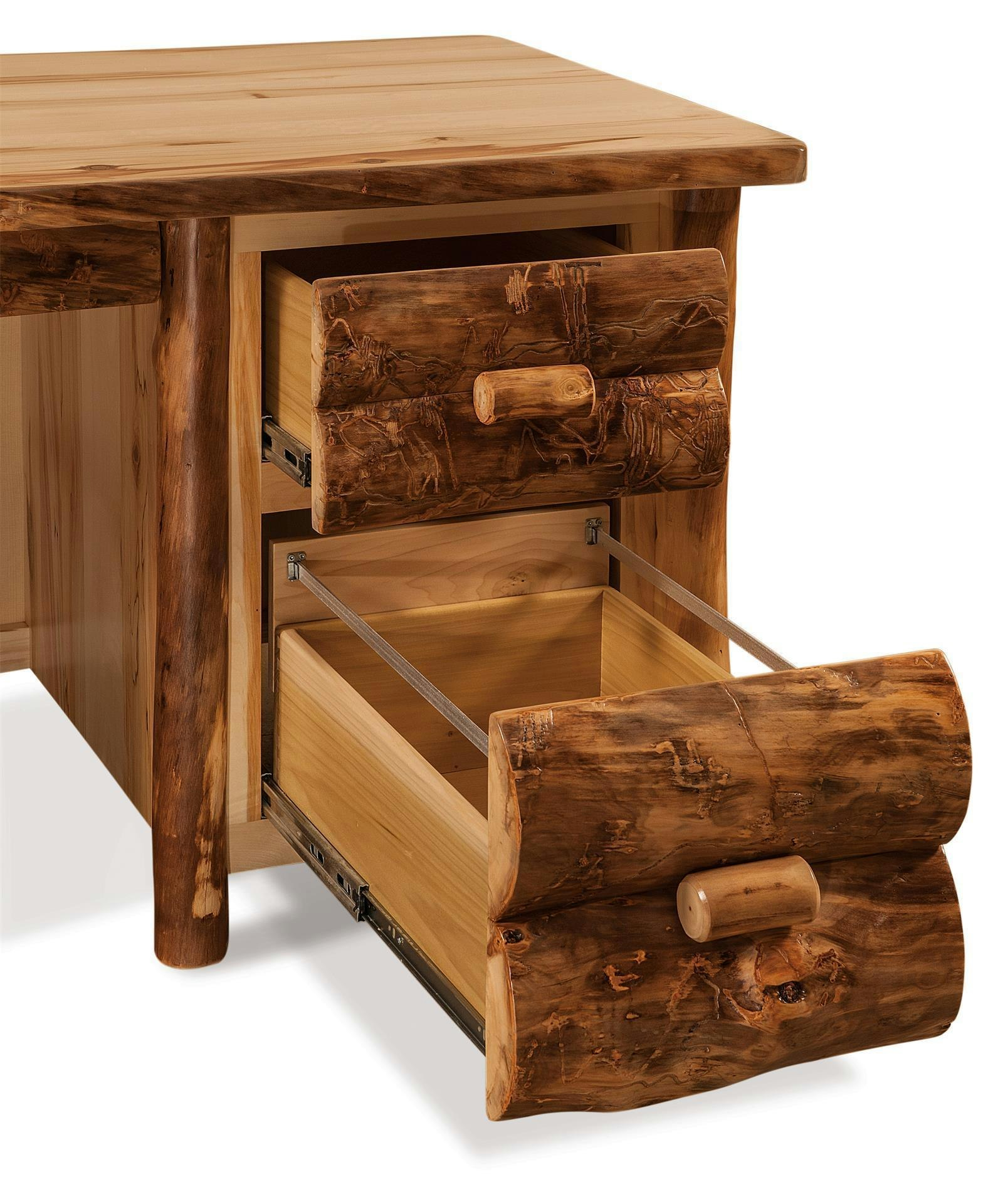 Amish Rustic Log Executive Desk | Handcrafted Home & Office Desk