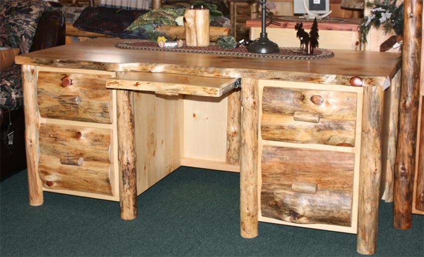Amish Rustic Log Executive Desk | Handcrafted Home & Office Desk