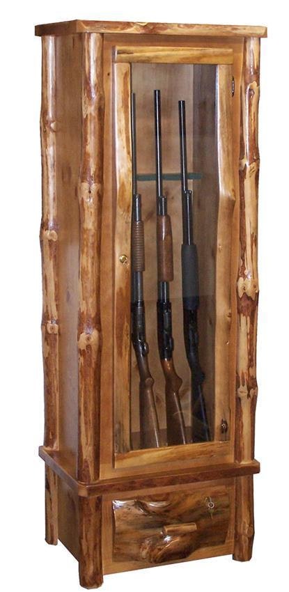 Rustic Log Gun Cabinet from DutchCrafters Amish Furniture