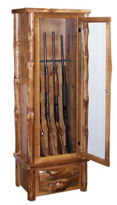 Handcrafted log display case for firearms | DutchCrafters