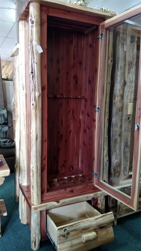 Amish Rustic Gun Cabinet | Handcrafted Log Firearm Storage