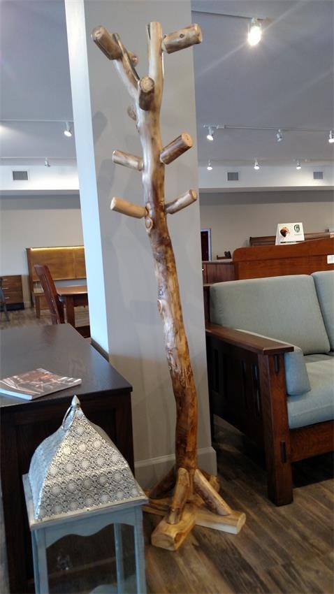 Amish Rustic Log Hall Tree | Handcrafted Entryway Coat Rack