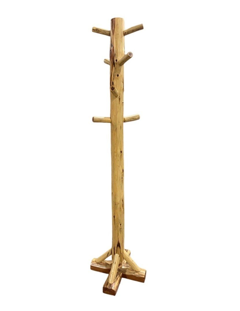Amish Rustic Log Hall Tree | Handcrafted Entryway Coat Rack